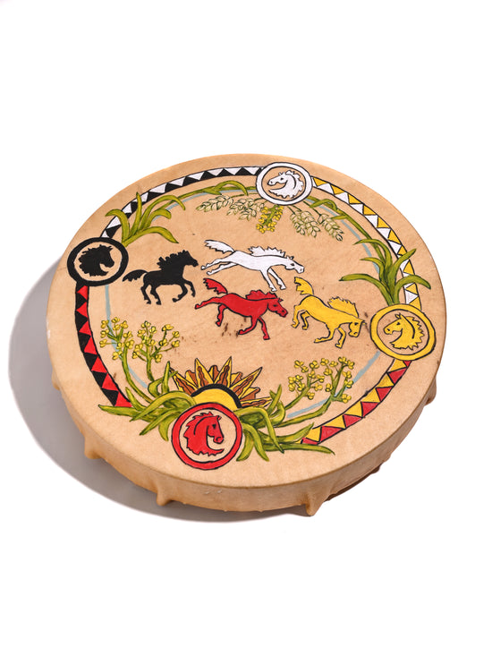 Plant Spirit Horses Buffalo Hide Drum | mmhd-22-18 | Shamans Market