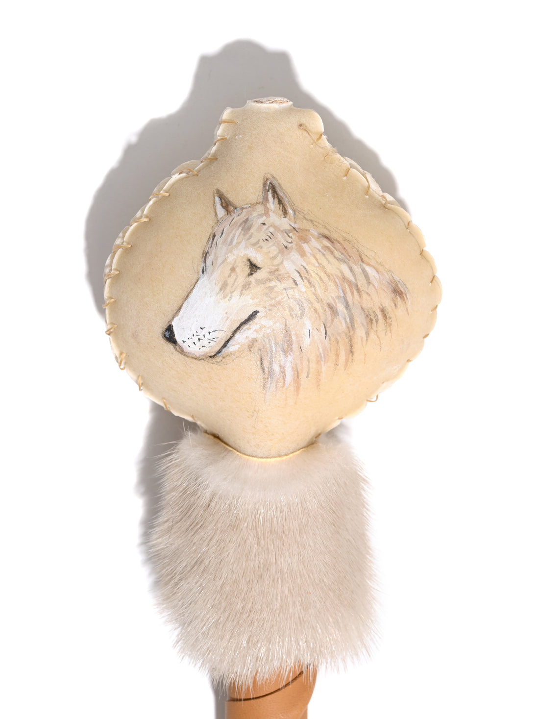 Rawhide Gray Wolf Rattle | mmr11-06 | Shamans Market