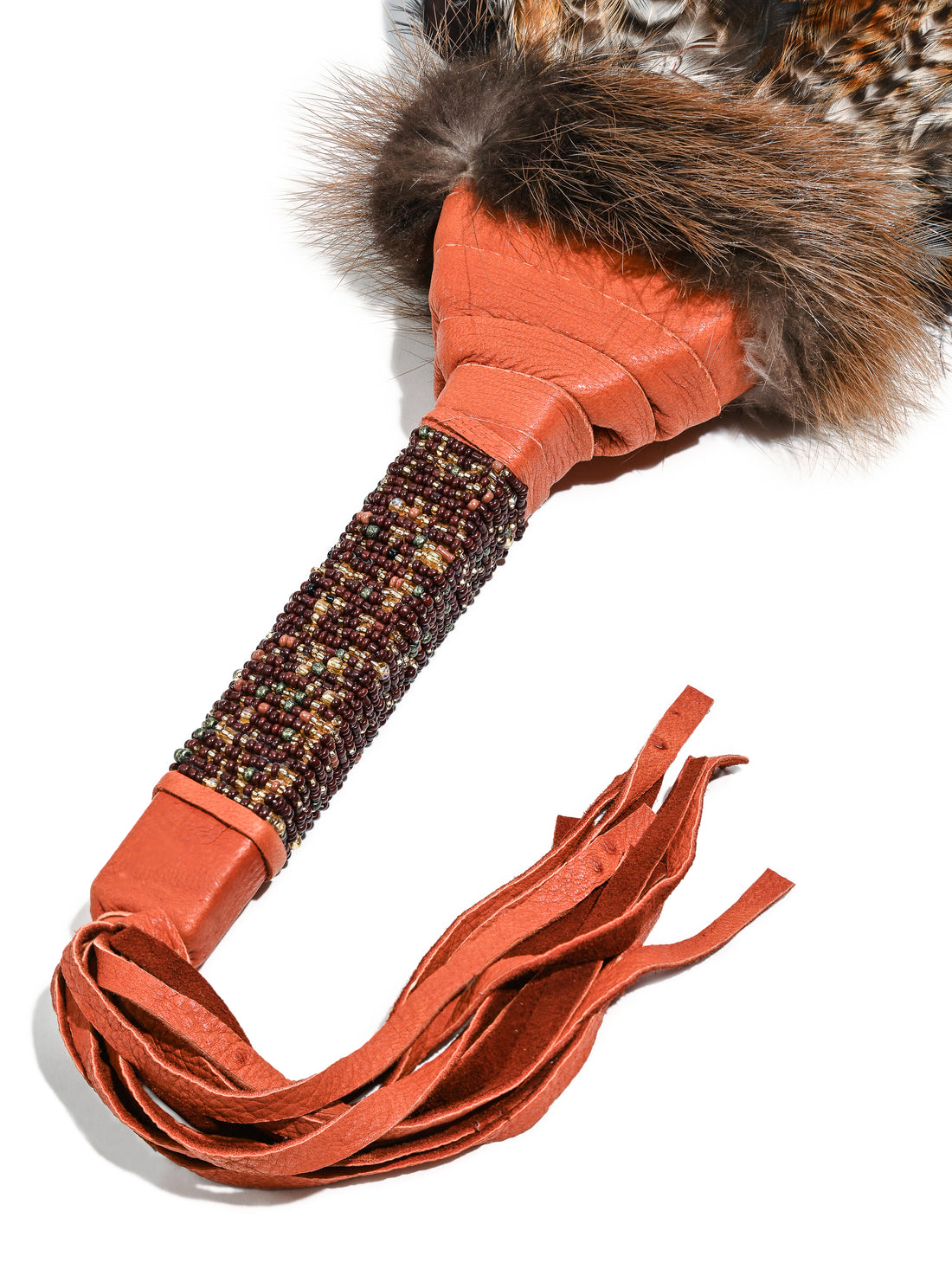 Sacred Prayer Feather Fan with Beaded Handle | si0572-Brown | Brown ...