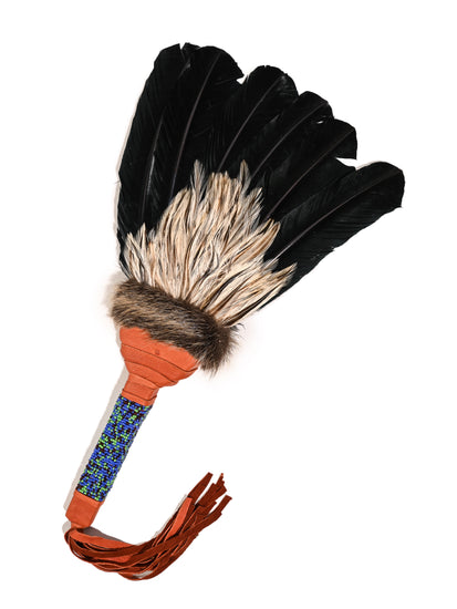 Sacred Prayer Feather Fan with Beaded Handle | si0572-Brown | Brown ...