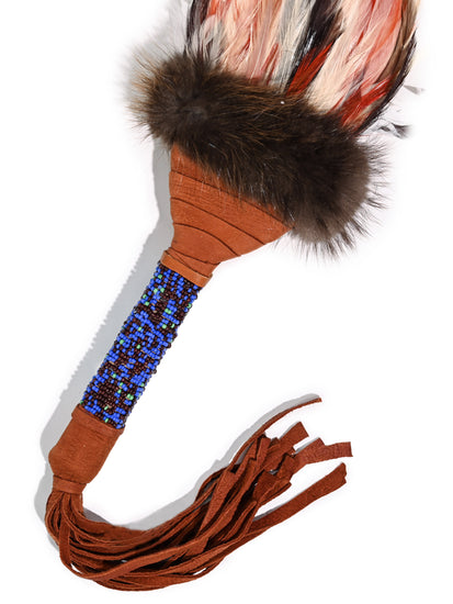 Sacred Prayer Feather Fan with Beaded Handle | si0572-Brown | Brown ...