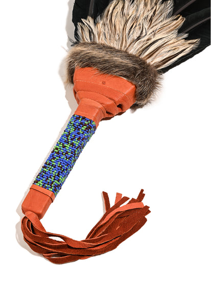 Sacred Prayer Feather Fan with Beaded Handle | si0572-Brown | Brown ...