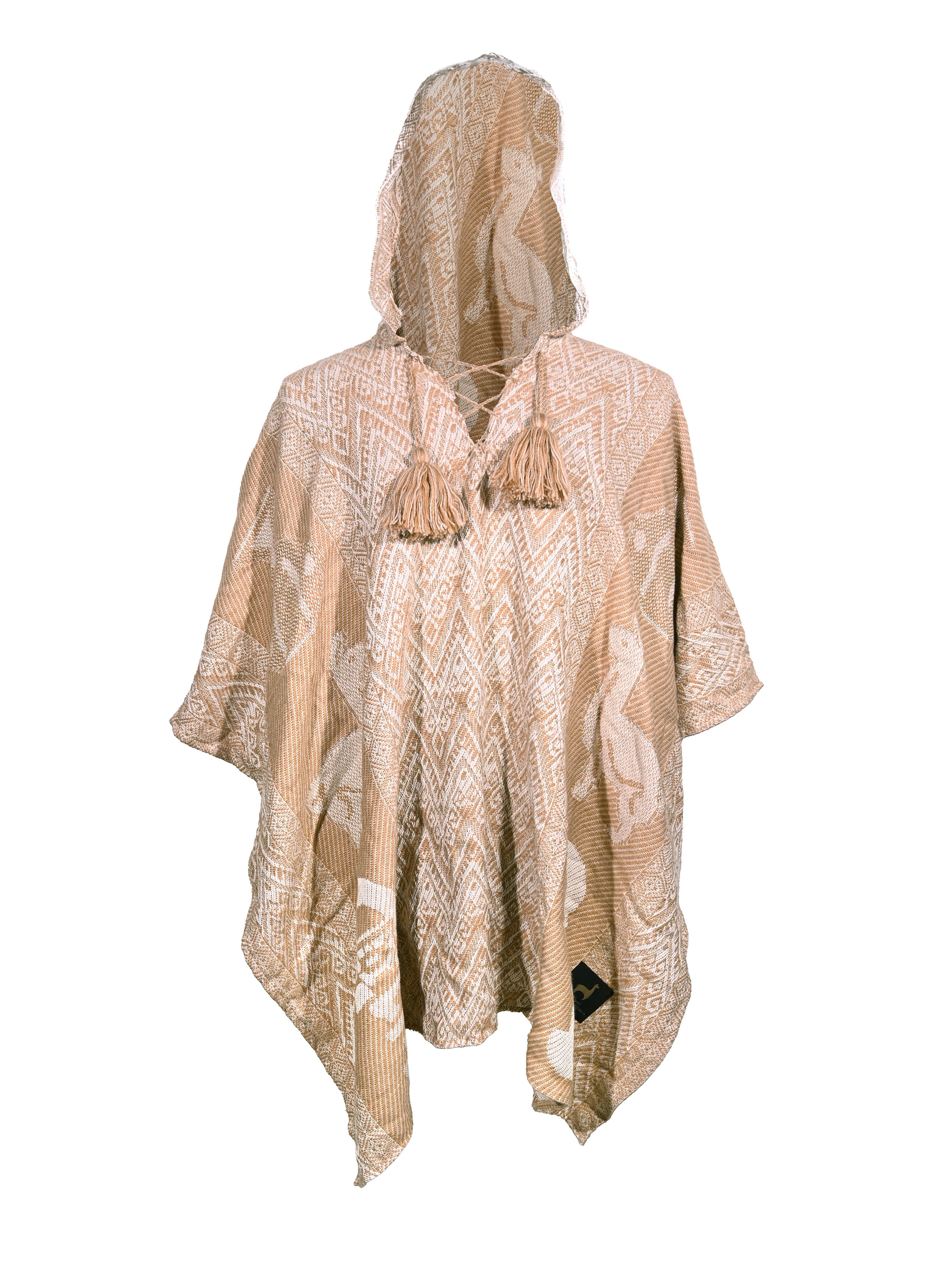 Hooded Peruvian Poncho - Urubamba | txp0149-cream | Shamans Market