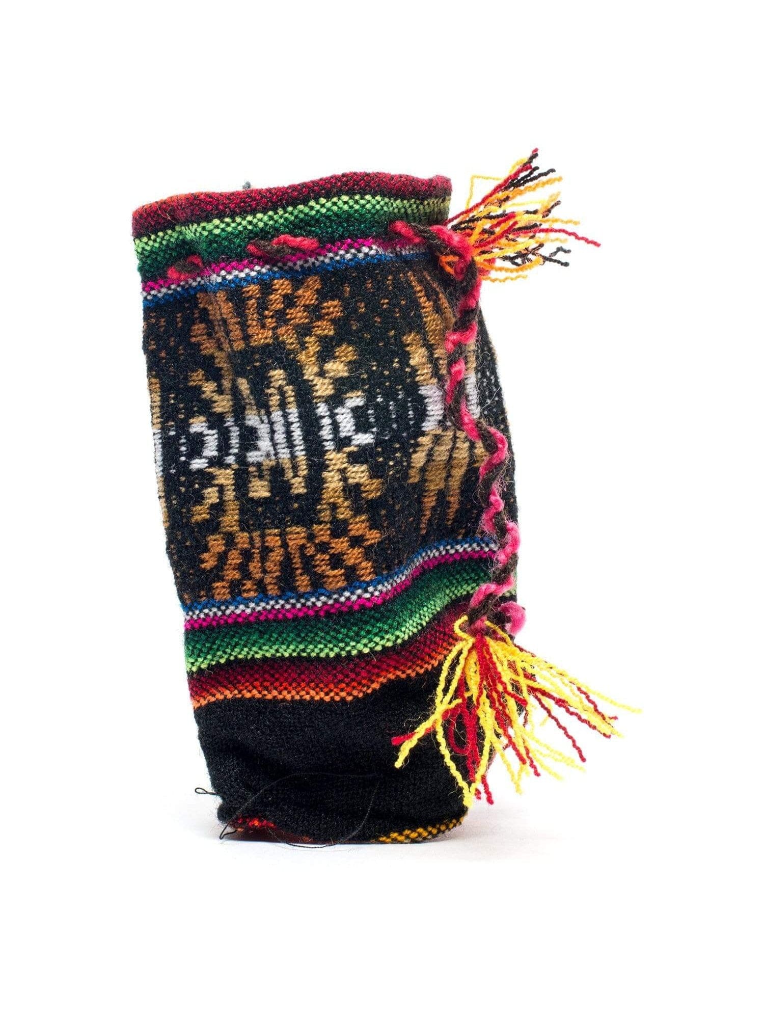 Colorful Peruvian Drawstring Bag - Small | tx0555-Black | Shamans Market
