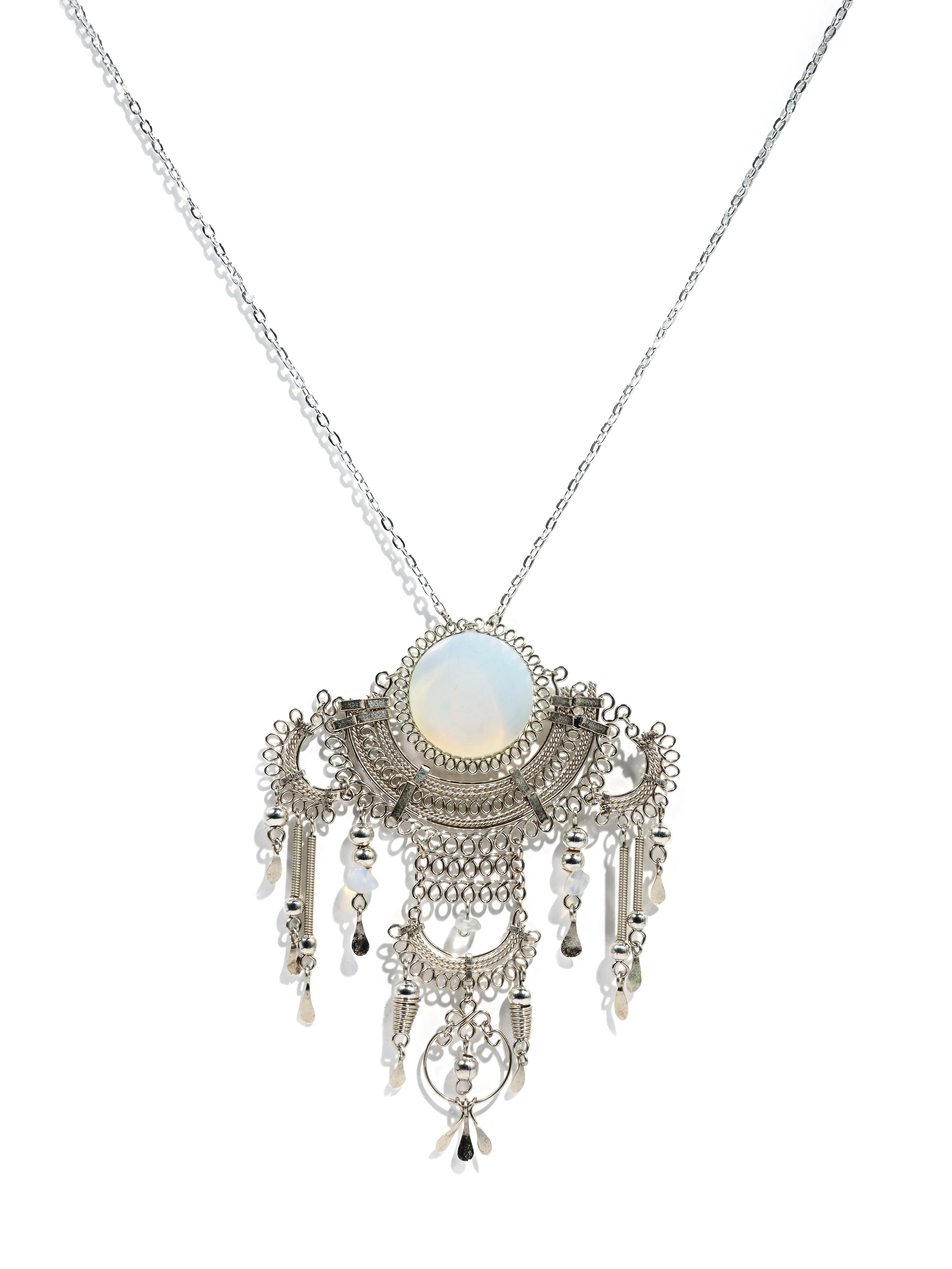 Alpaca Silver & Moonstone Artisan Necklace | j0341 | Shamans Market