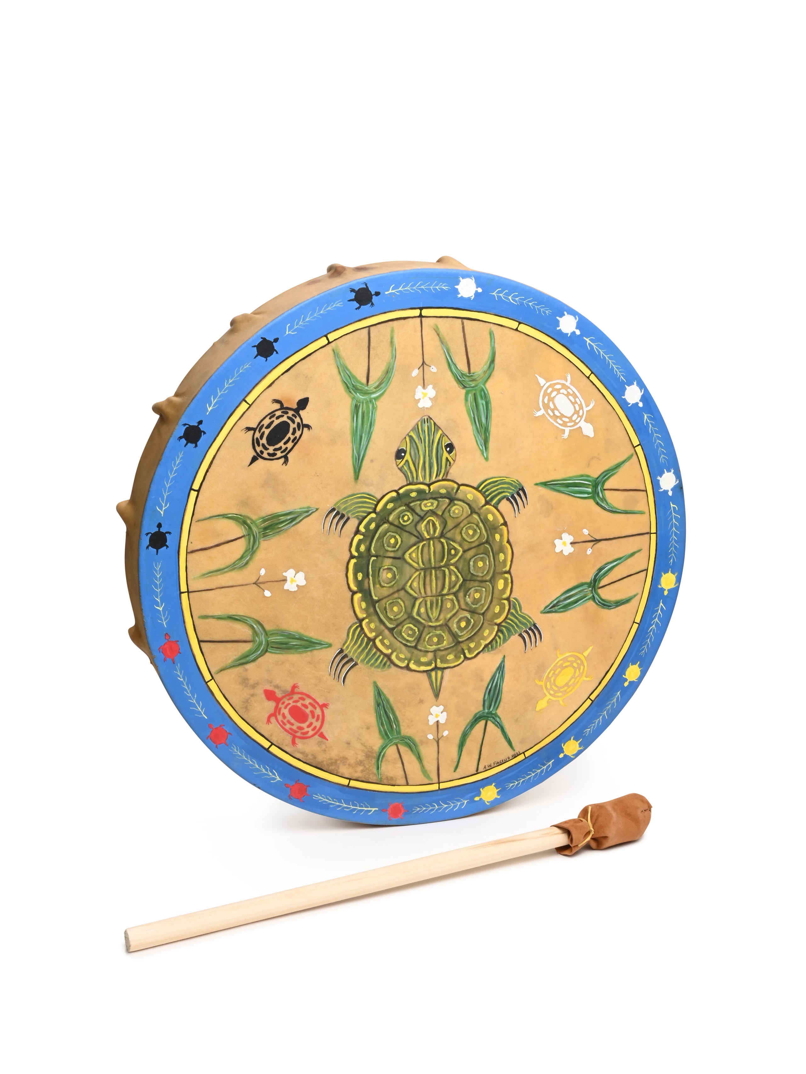 Mother Earth Turtle Buffalo Hide Drum | mmhd-20-18 | Shamans Market
