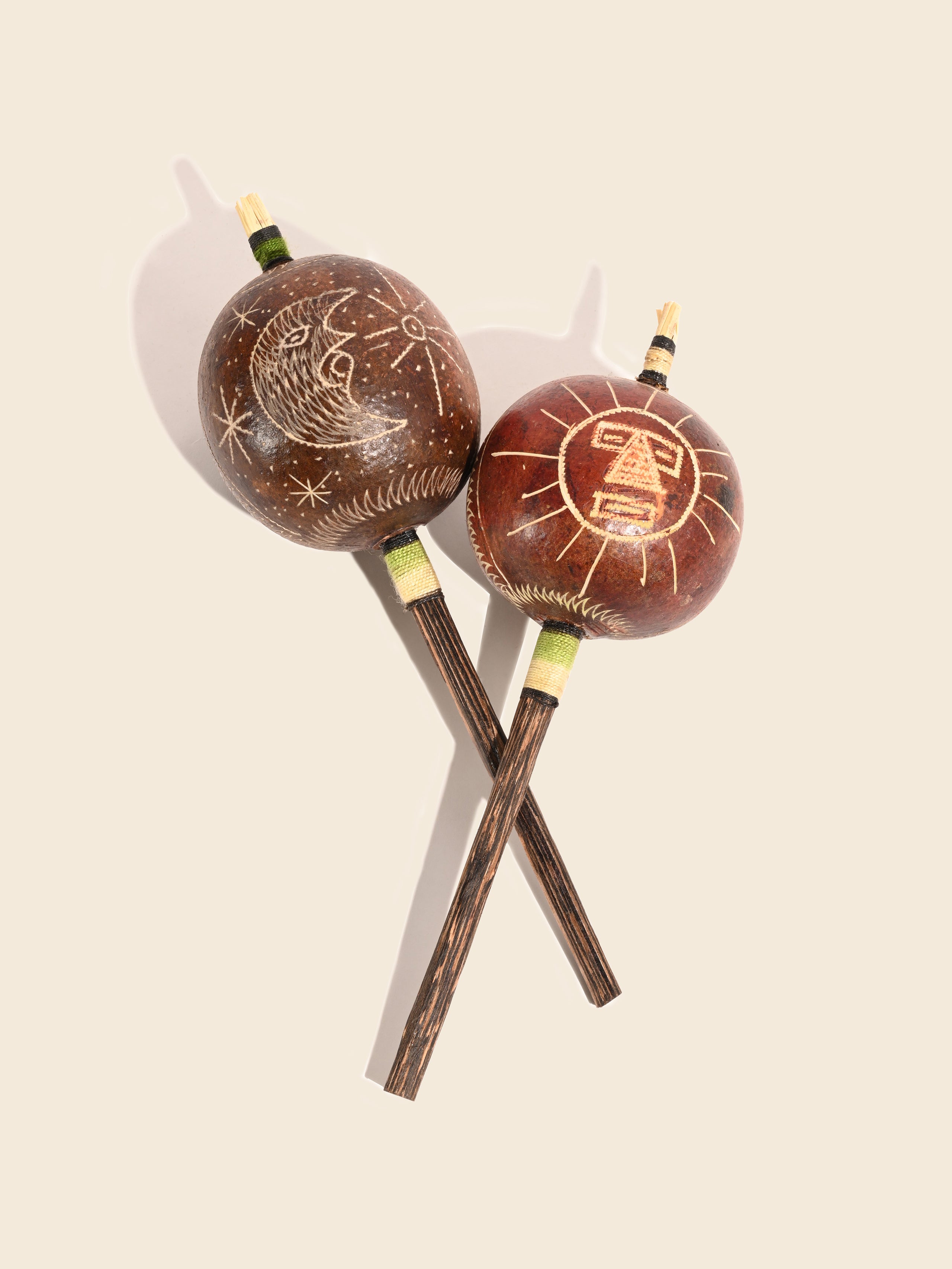 Peruvian Amazon Gourd Rattle - Moon/Sun with Rays | mmr005-Small ...