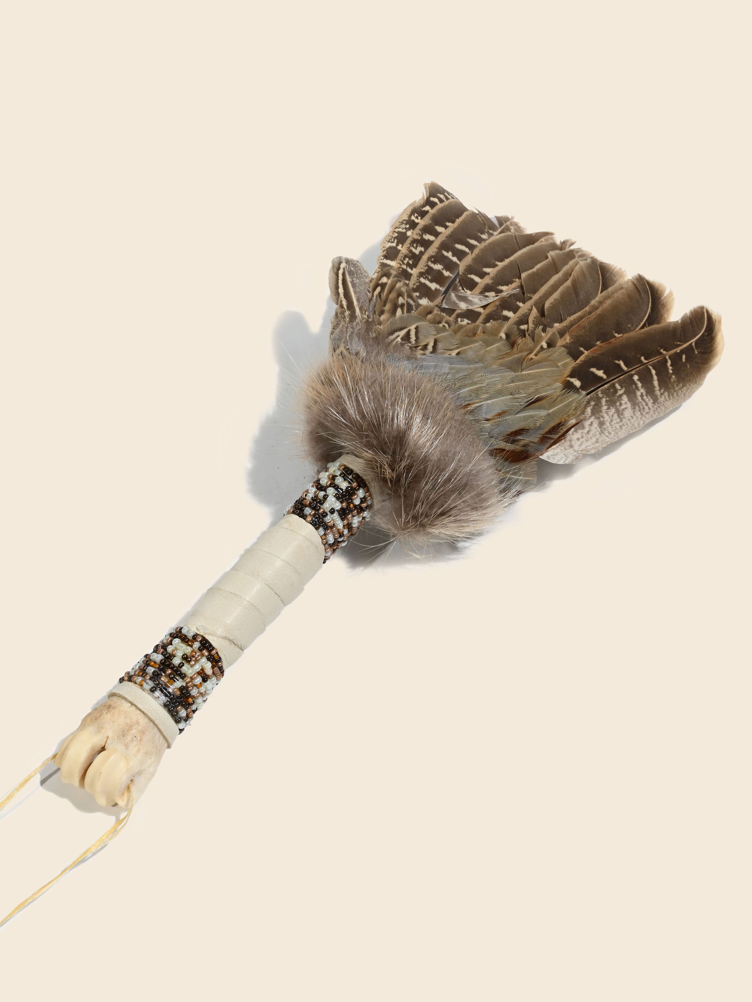 Spirit Prayer Fan with Bone Handle | si0578-Natural | Shamans Market