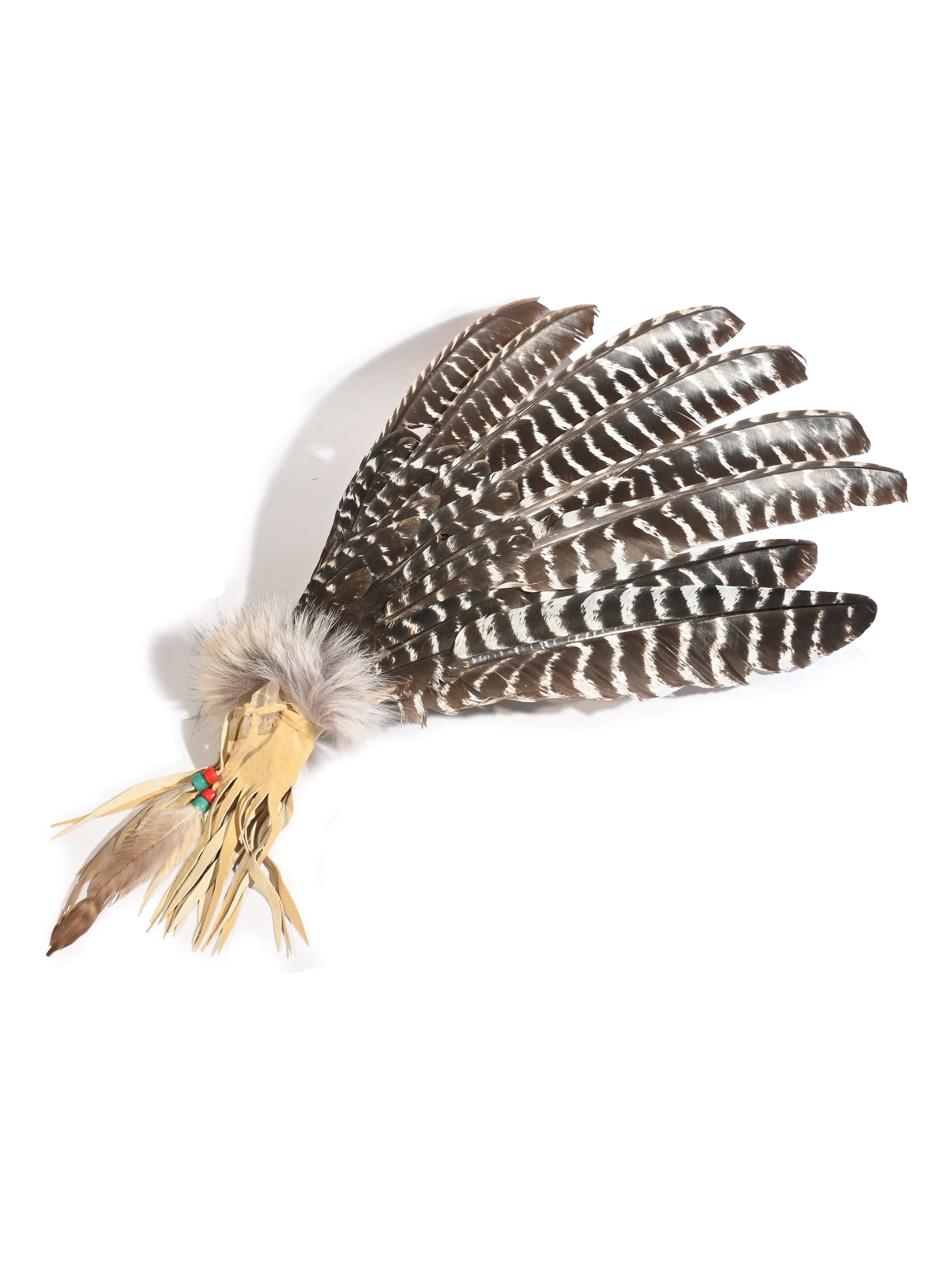 Sacred Prayer Feather Fan with Quartz | si0519-Natural | Shamans Market