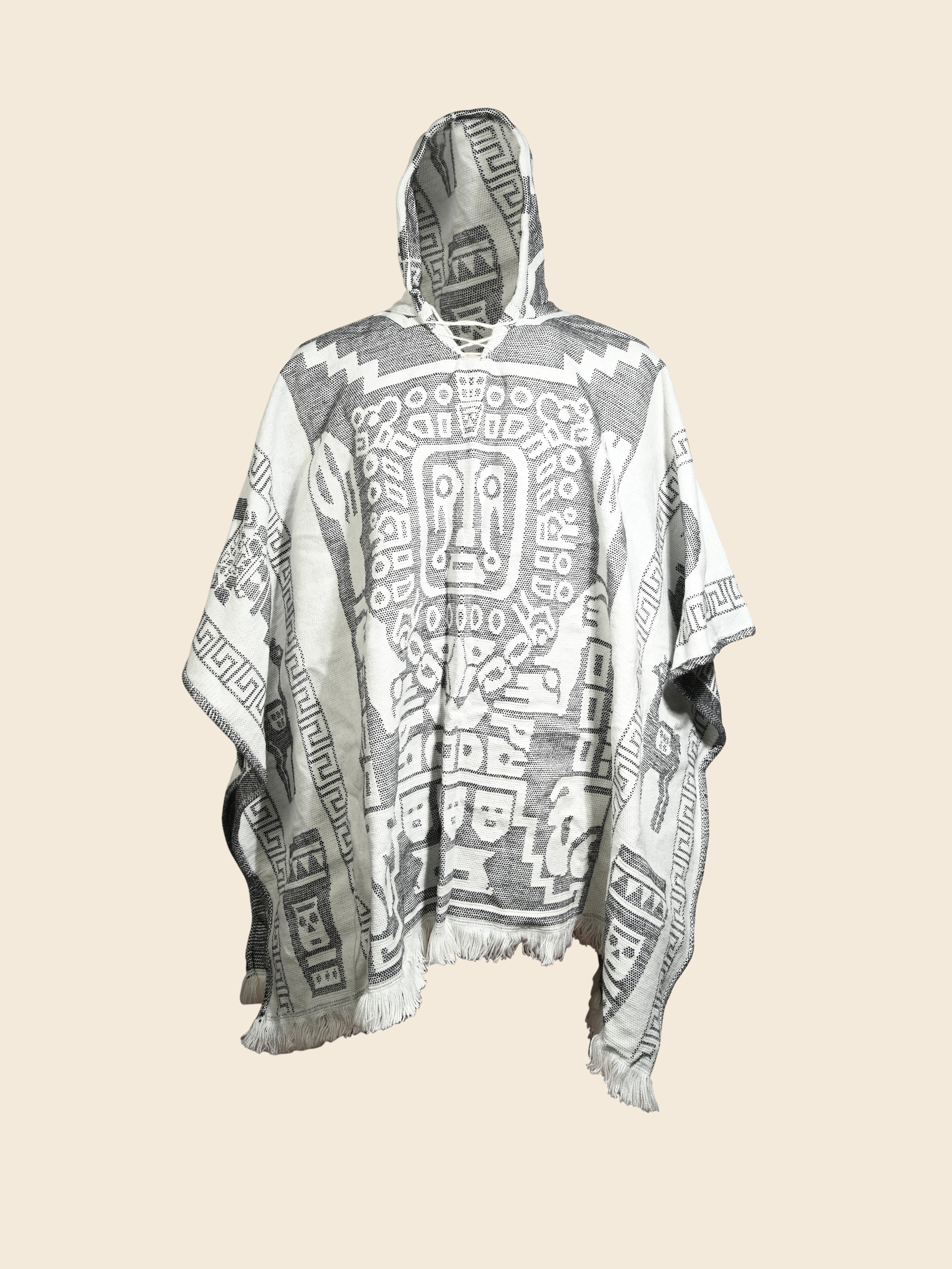 Hooded Artisan Andean Poncho - Puno | txp0105-Black | Shamans Market